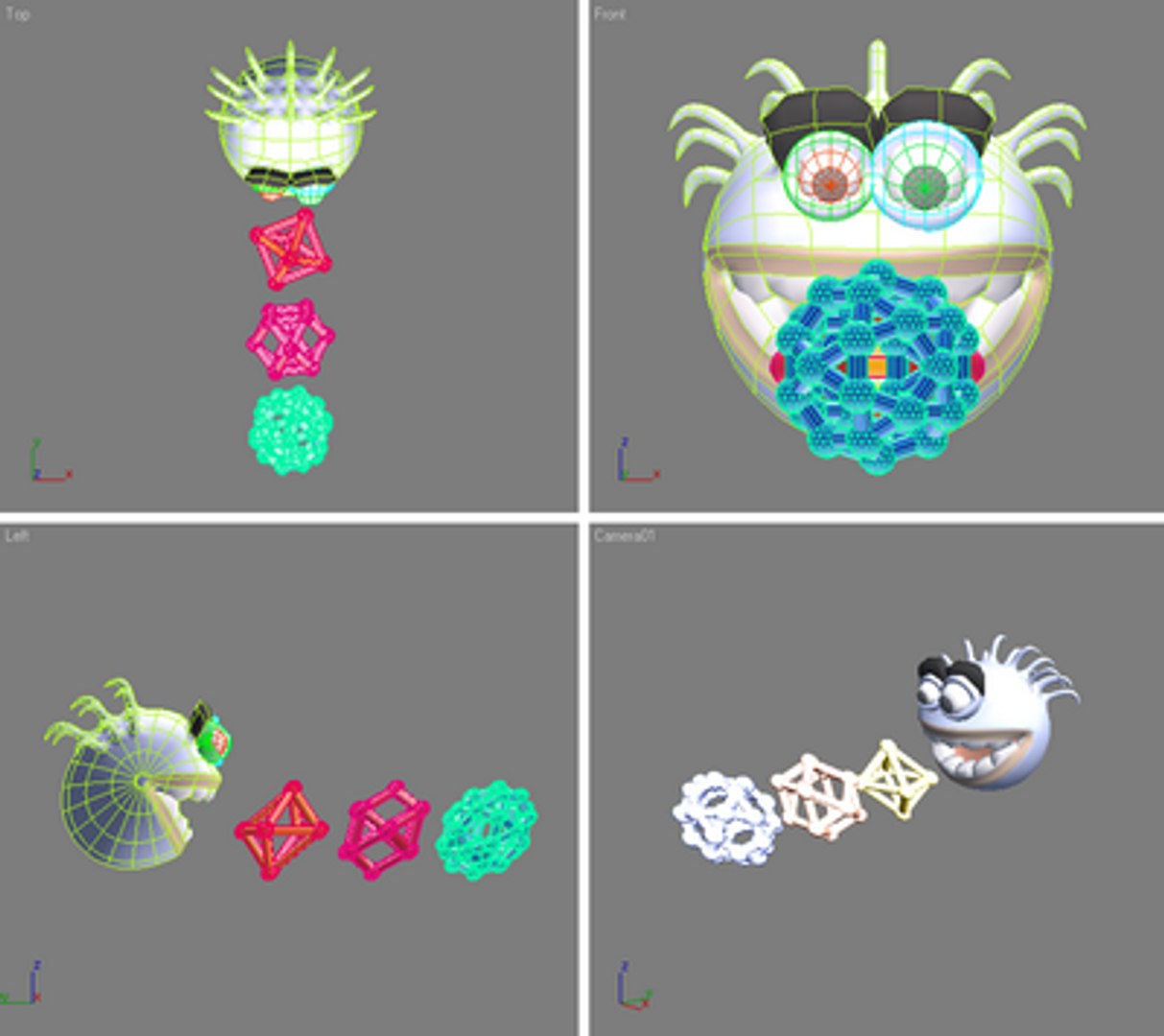 Funny Virus Character 3d Model