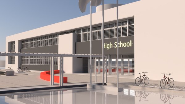 3D High School Building model - TurboSquid 1736841