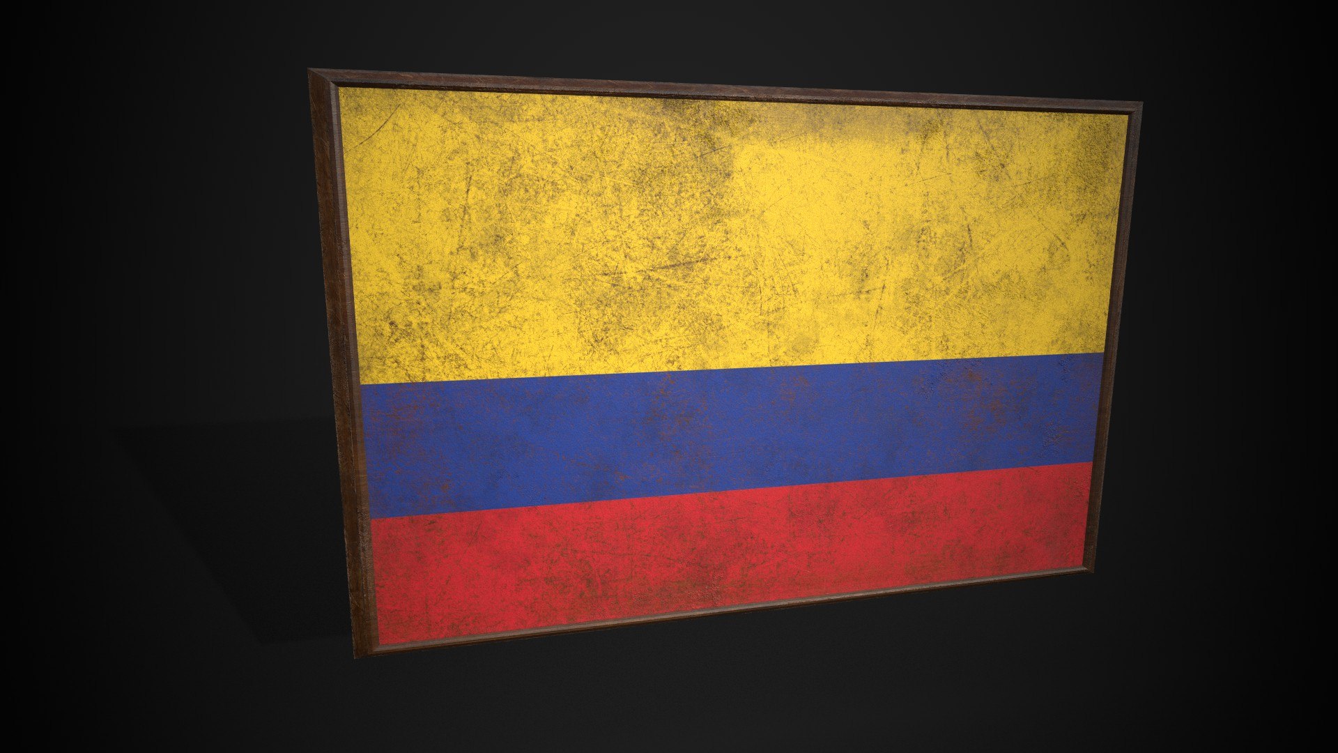 Old Picture Frame With Colombia Flag - Game Ready PBR Low-poly 3D Model ...