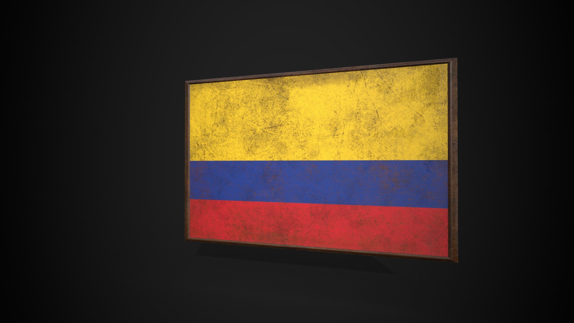 Old Picture Frame With Colombia Flag - Game Ready PBR Low-poly 3D Model ...