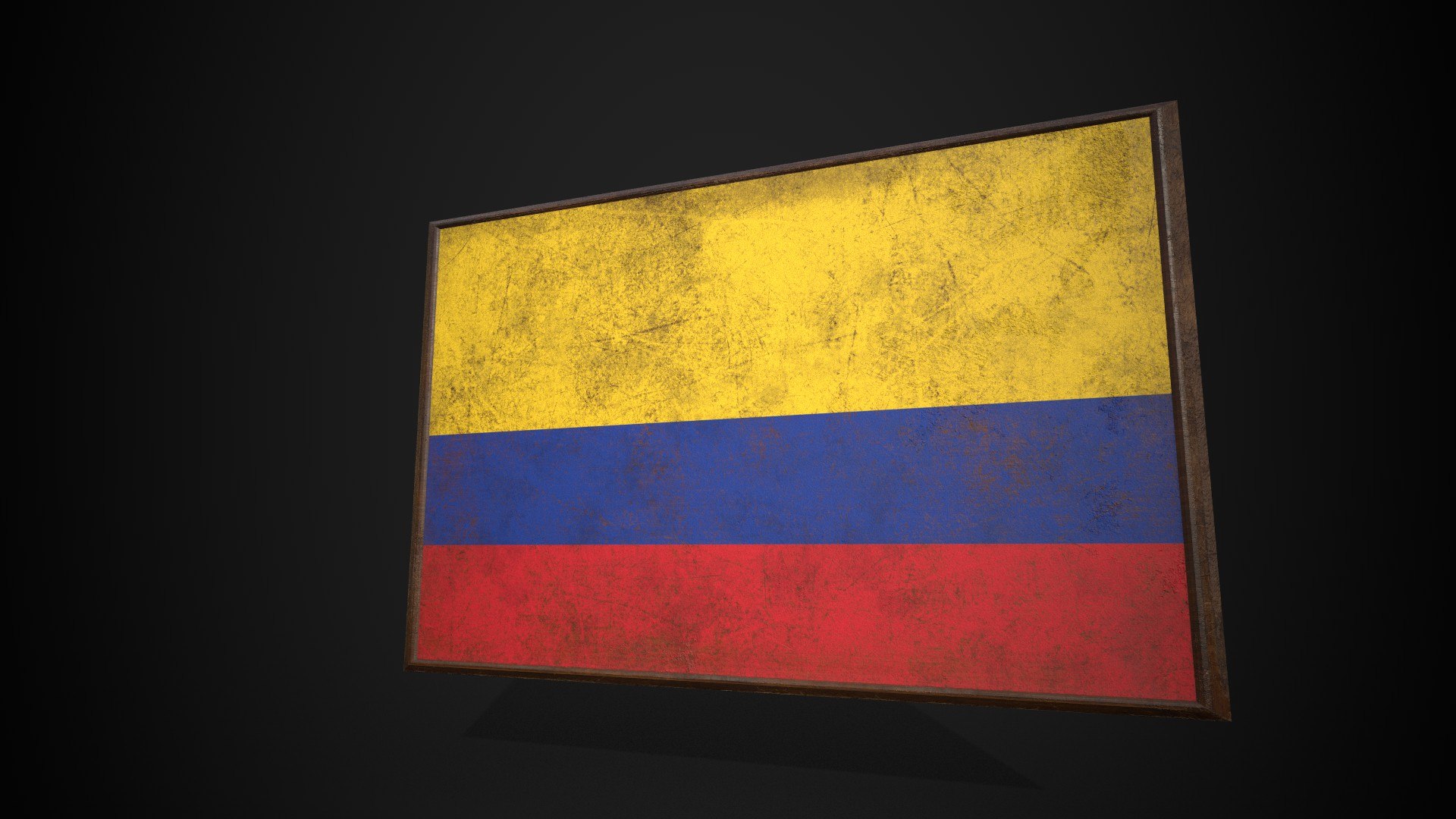 Old Picture Frame With Colombia Flag - Game Ready PBR Low-poly 3D Model ...