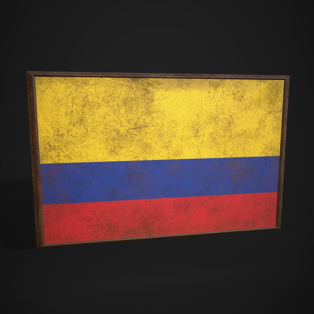 Old Picture Frame With Colombia Flag - Game Ready PBR Low-poly 3D Model ...
