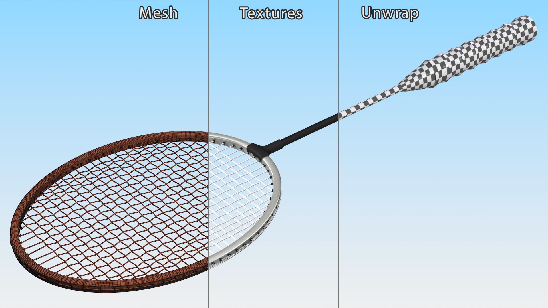 Metallic Badminton Racket 3D Model - TurboSquid 2146152