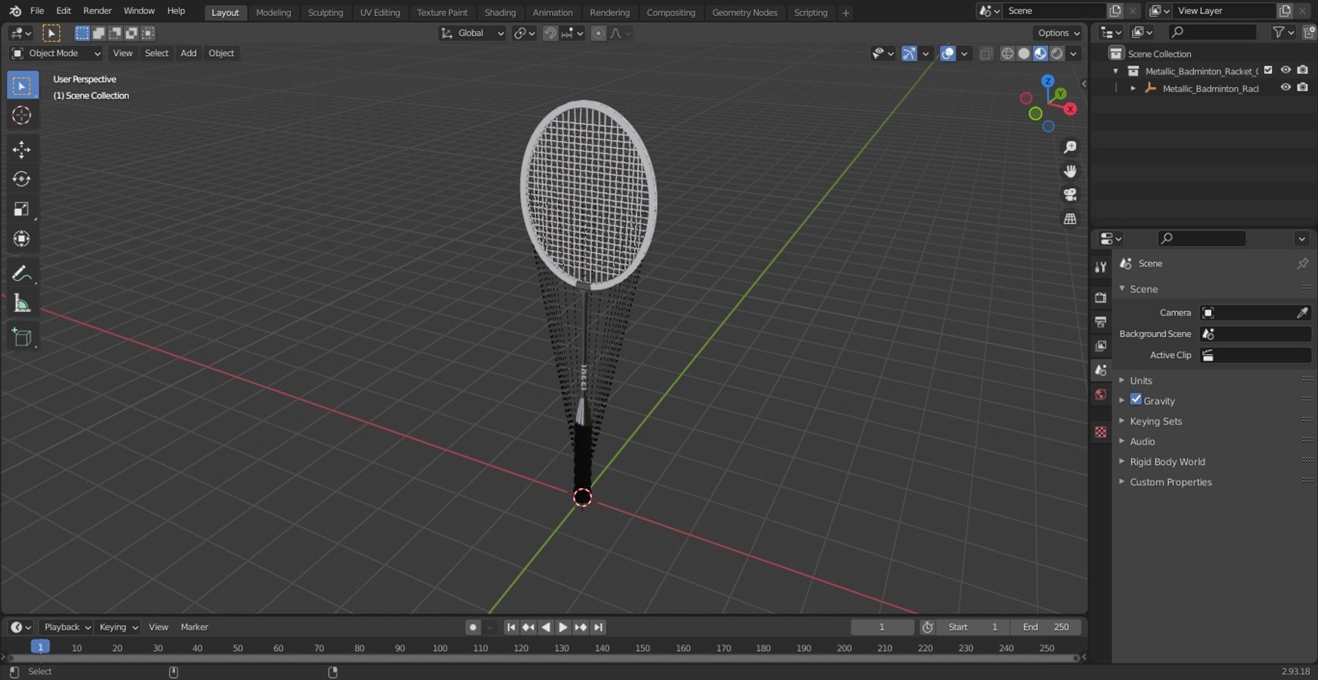 Metallic Badminton Racket 3D Model - TurboSquid 2146152
