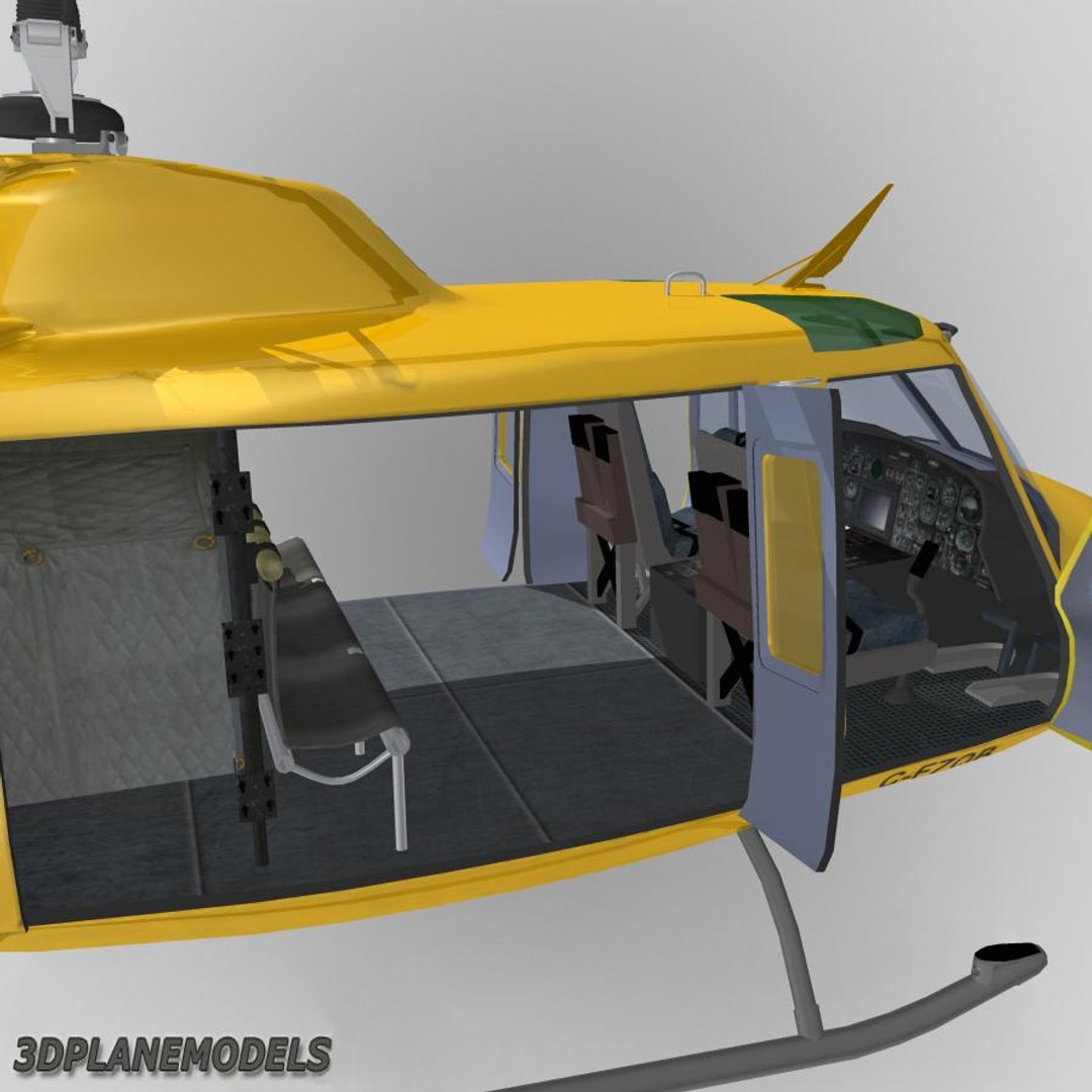 Bell 212 Huey Helicopter 3d Model
