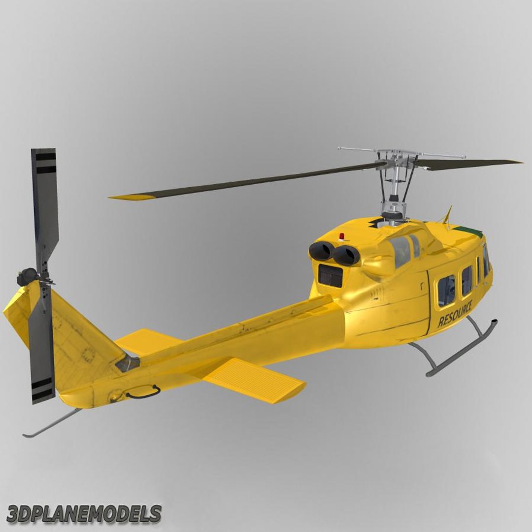 Bell 212 Huey Helicopter 3d Model