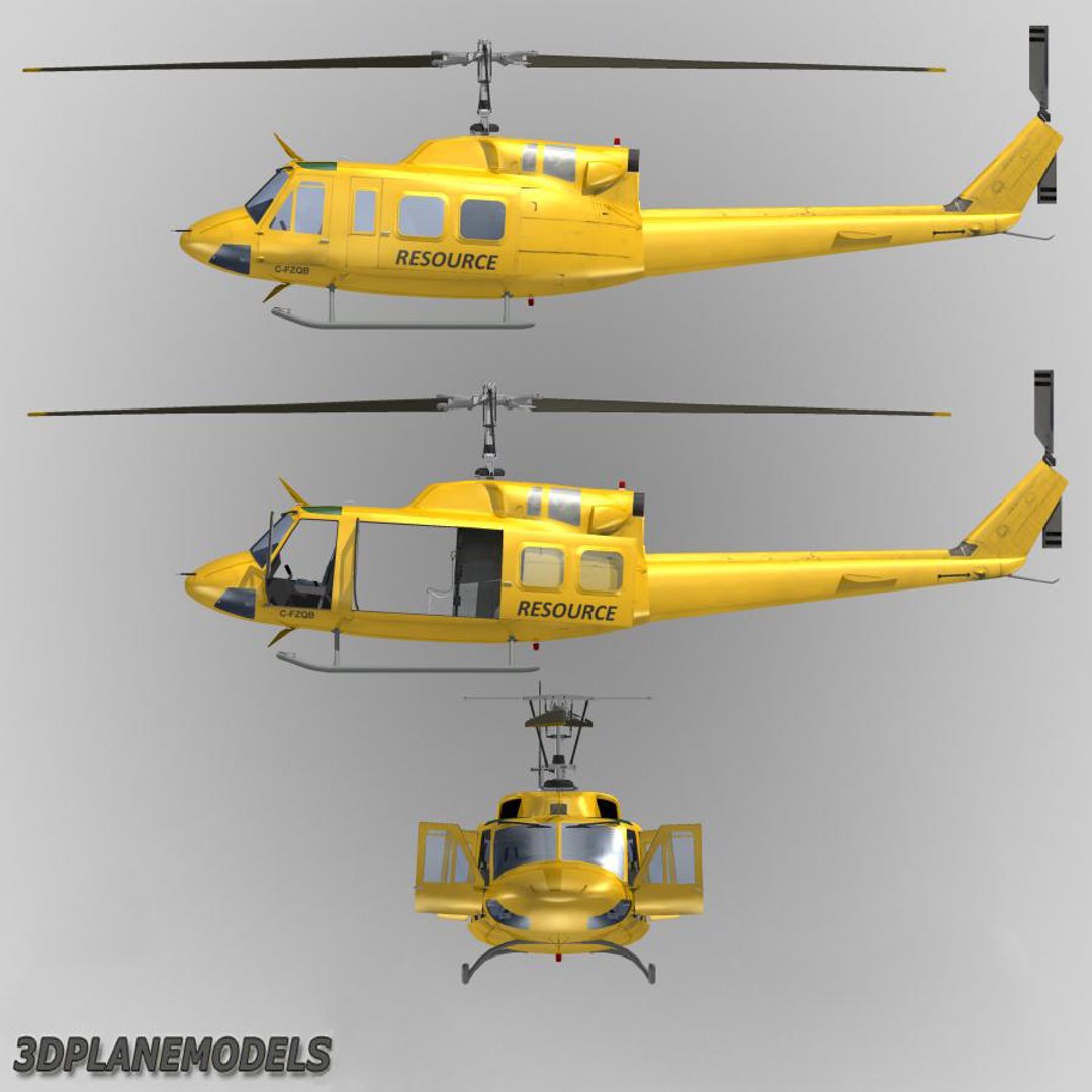 Bell 212 Huey Helicopter 3d Model