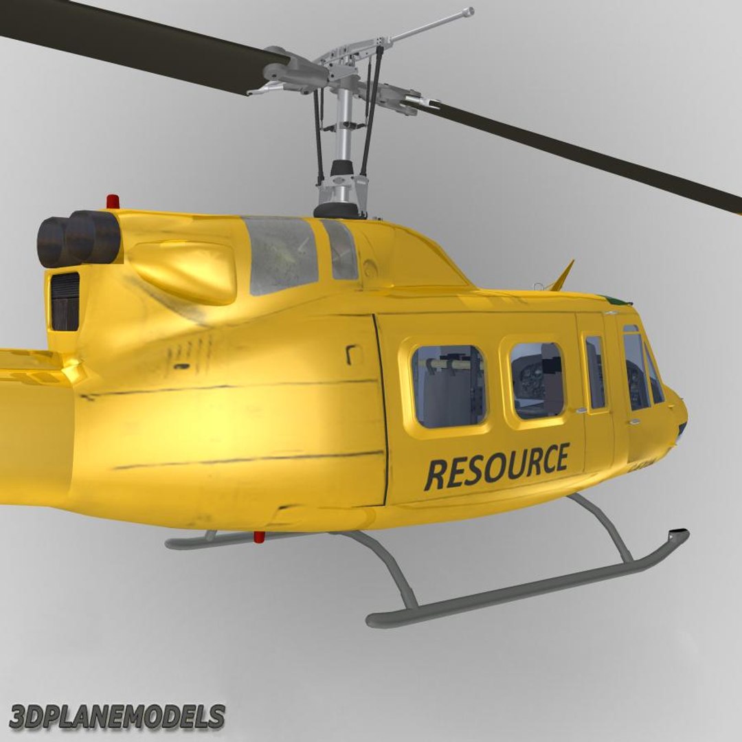 Bell 212 Huey Helicopter 3d Model