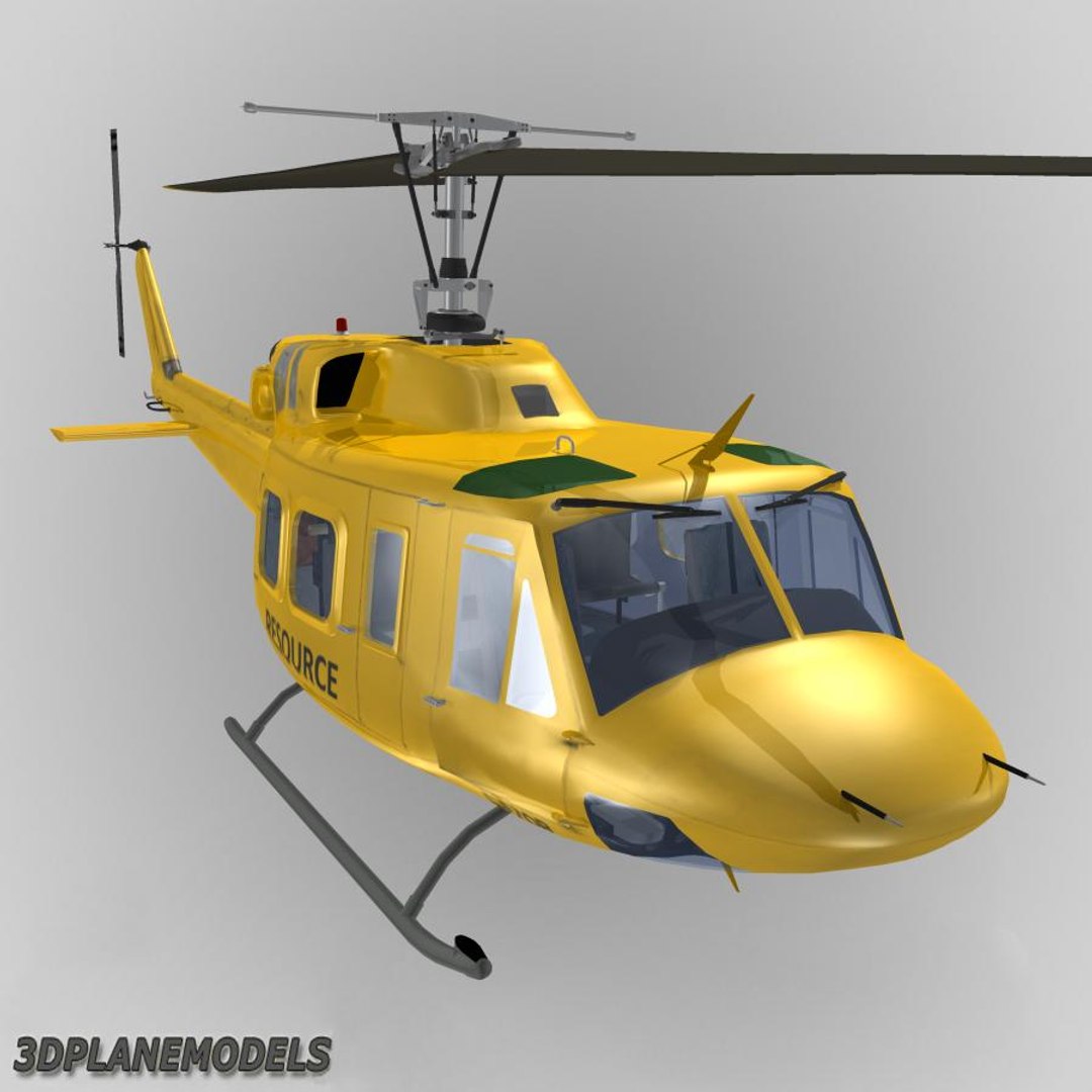 Bell 212 Huey Helicopter 3d Model