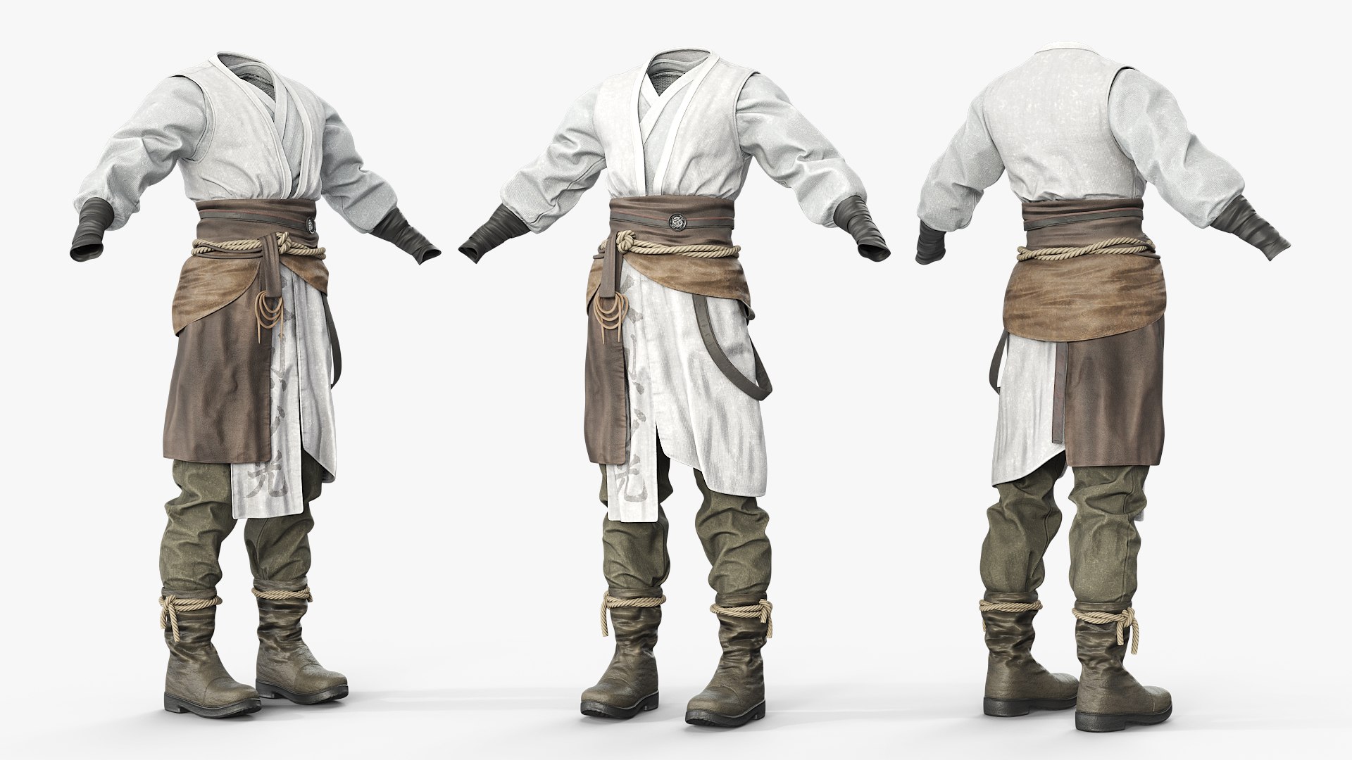 3D Ronin Warrior Outfit Traditional Style Gray Model - TurboSquid 2457235