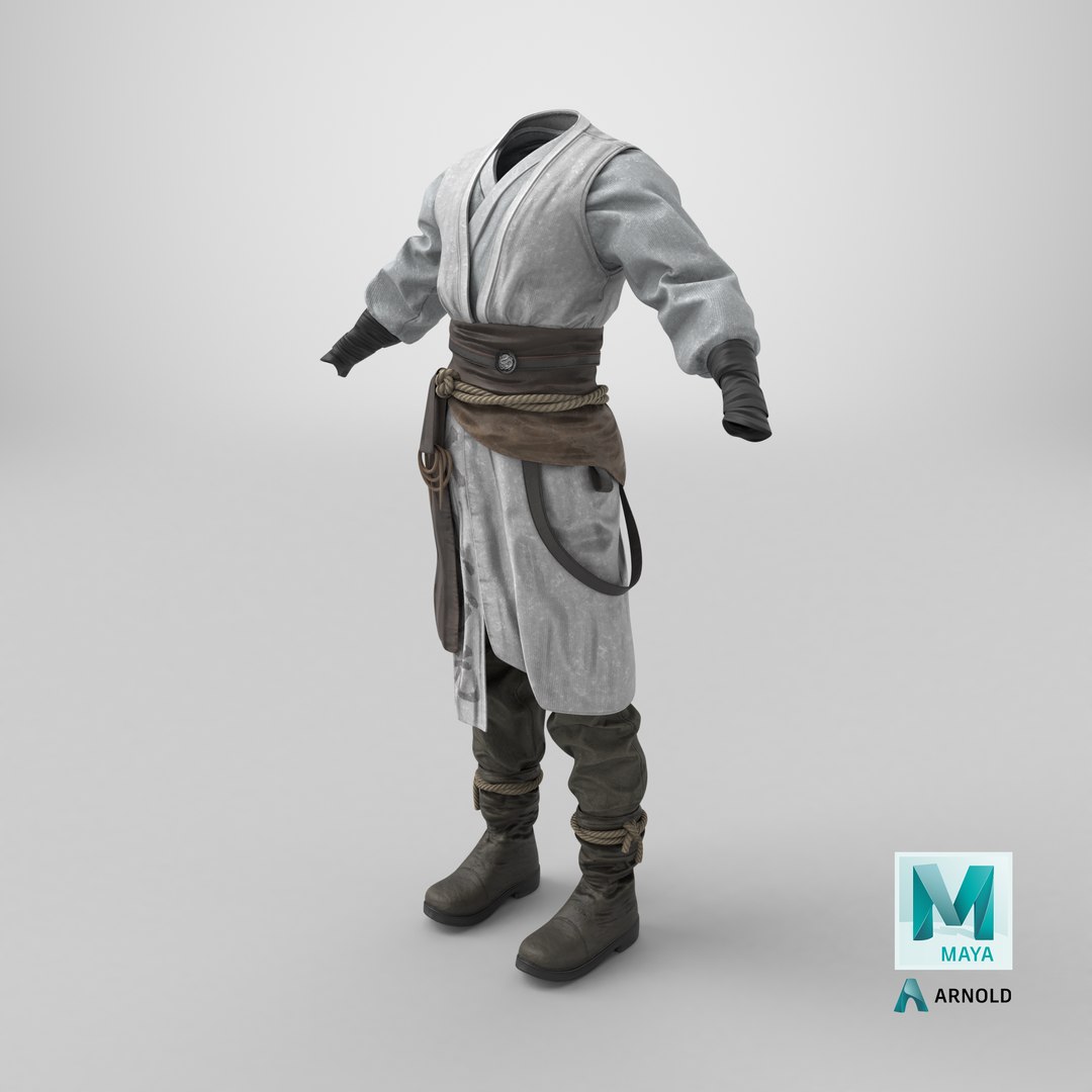 3D Ronin Warrior Outfit Traditional Style Gray Model - TurboSquid 2457235
