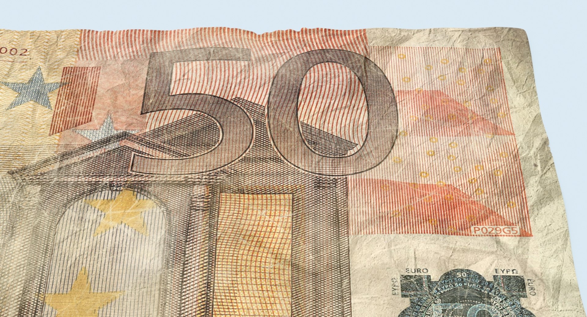 3d 50 euro bill distressed