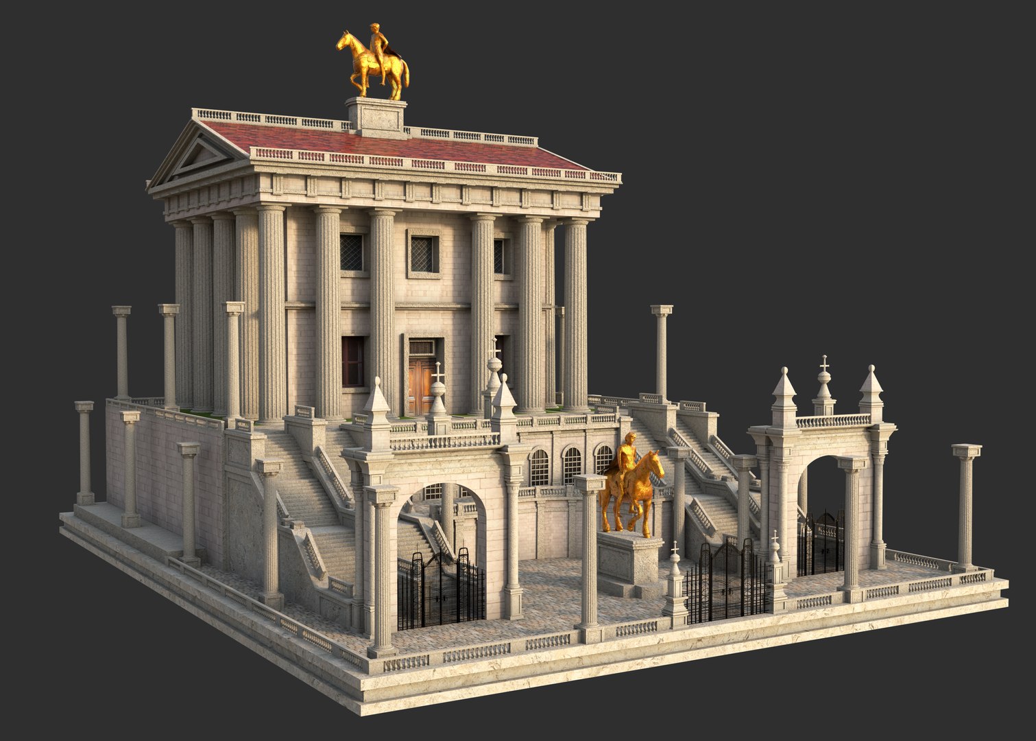 3D Classic Temple House Model - TurboSquid 2239292