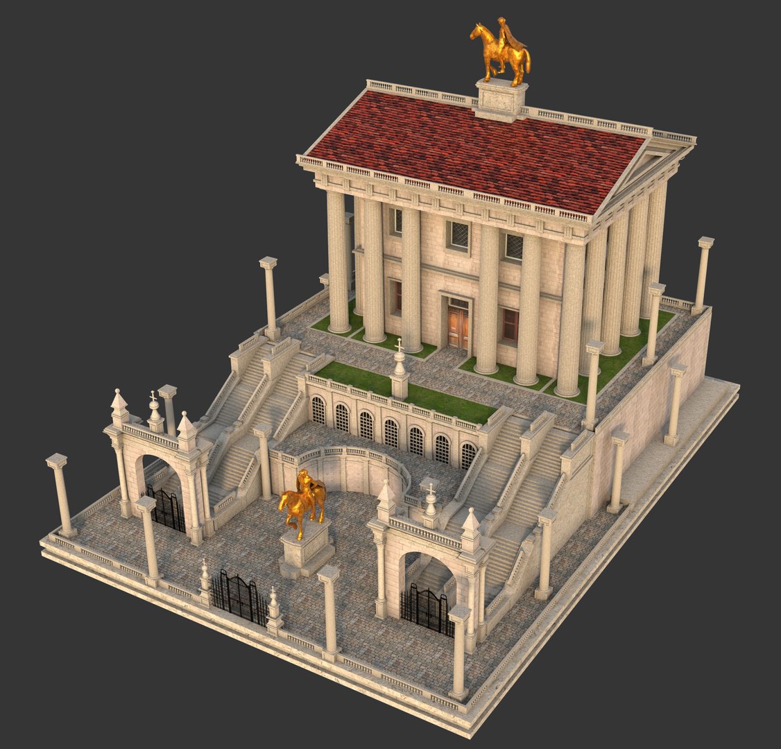 3D Classic Temple House Model - TurboSquid 2239292