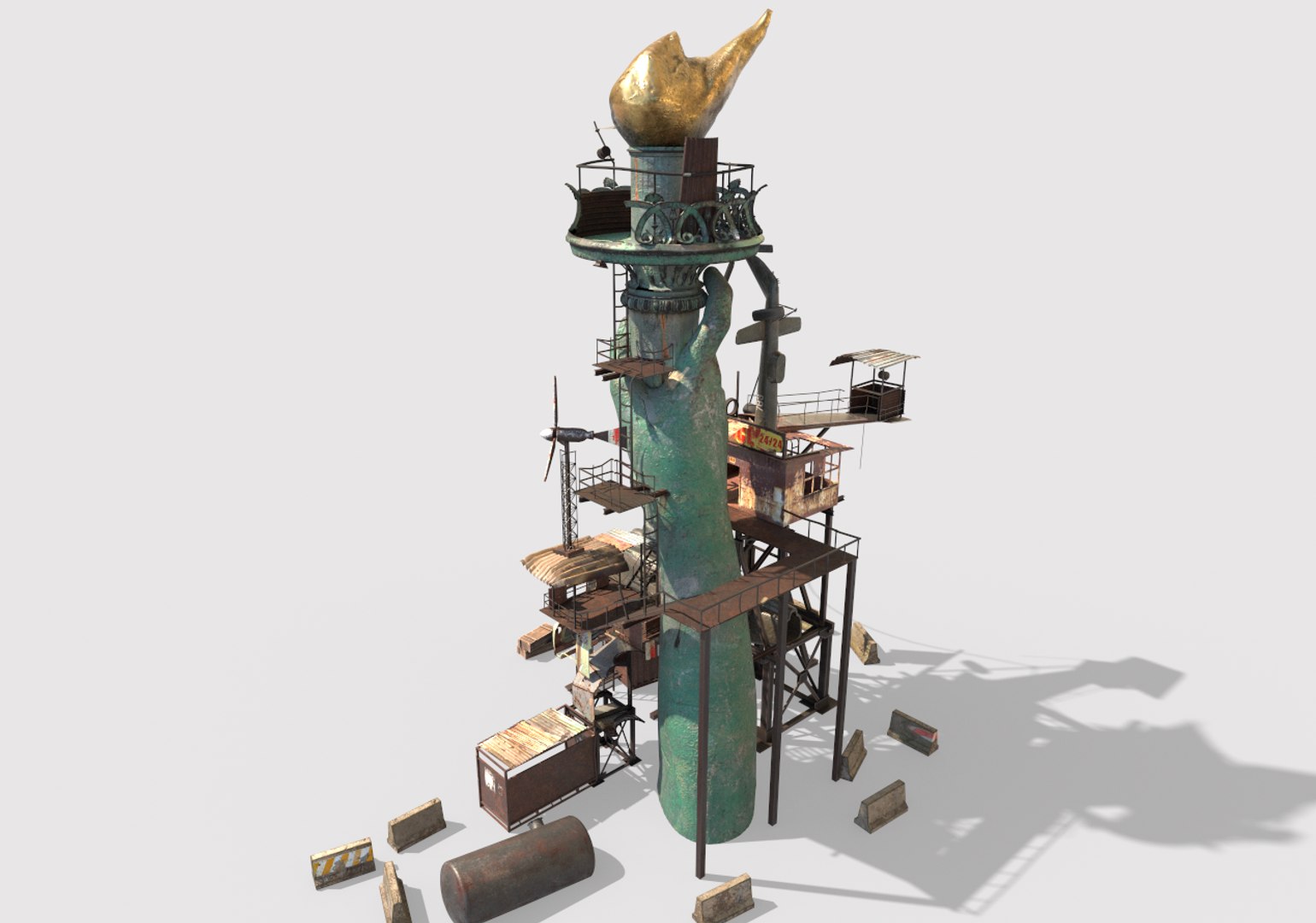 Post-Apocalyptic Base With Statue Of Libertys Hand Model - TurboSquid ...