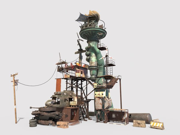 Post-Apocalyptic Base With Statue Of Libertys Hand model - TurboSquid ...