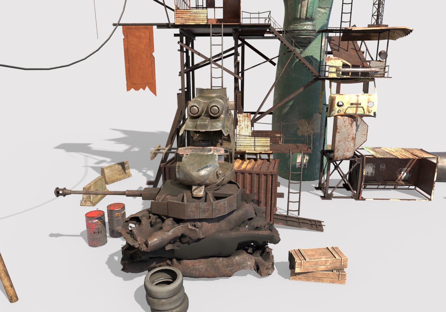 Post-Apocalyptic Base With Statue Of Libertys Hand Model - TurboSquid ...