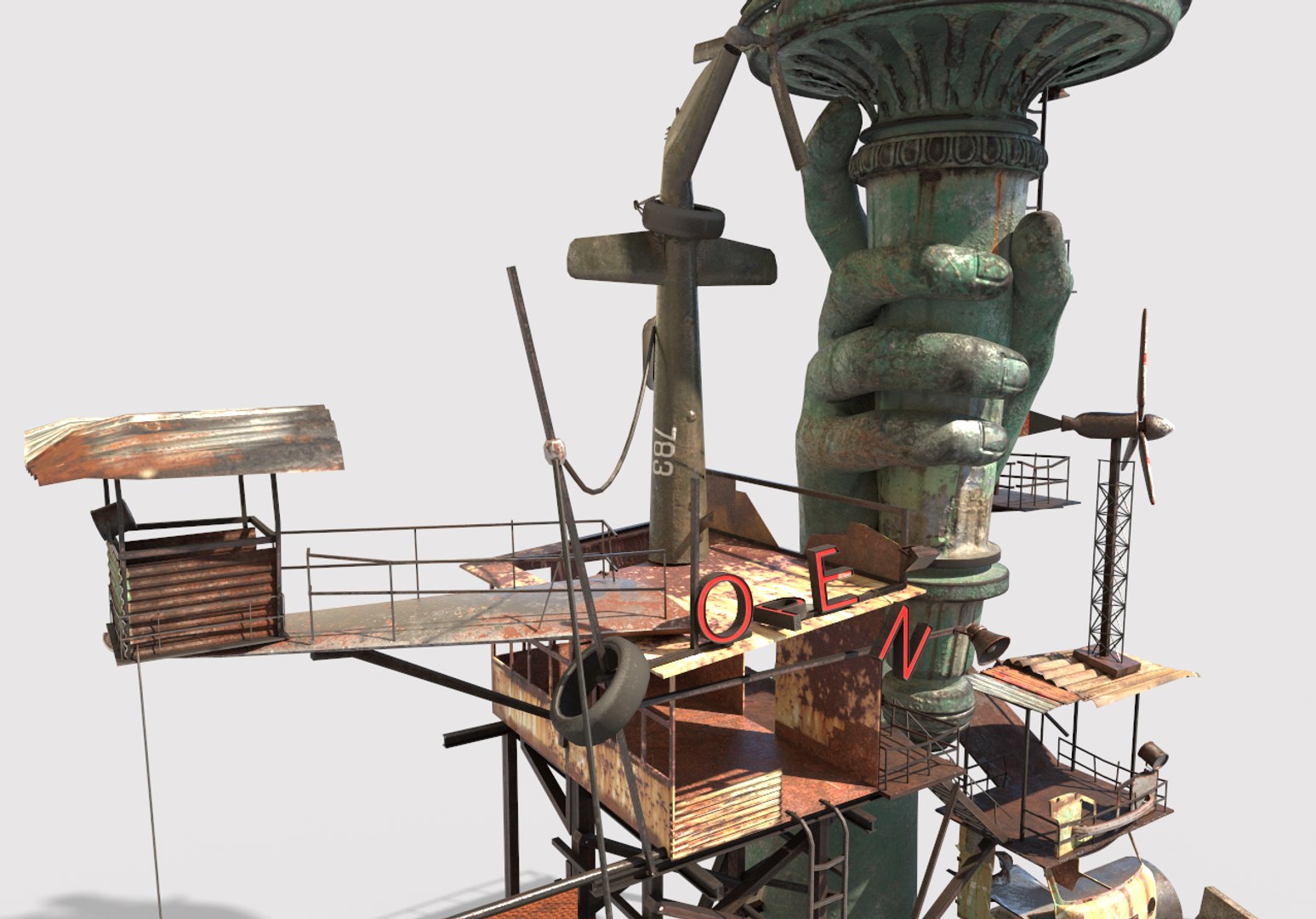 Post-Apocalyptic Base With Statue Of Libertys Hand Model - TurboSquid ...
