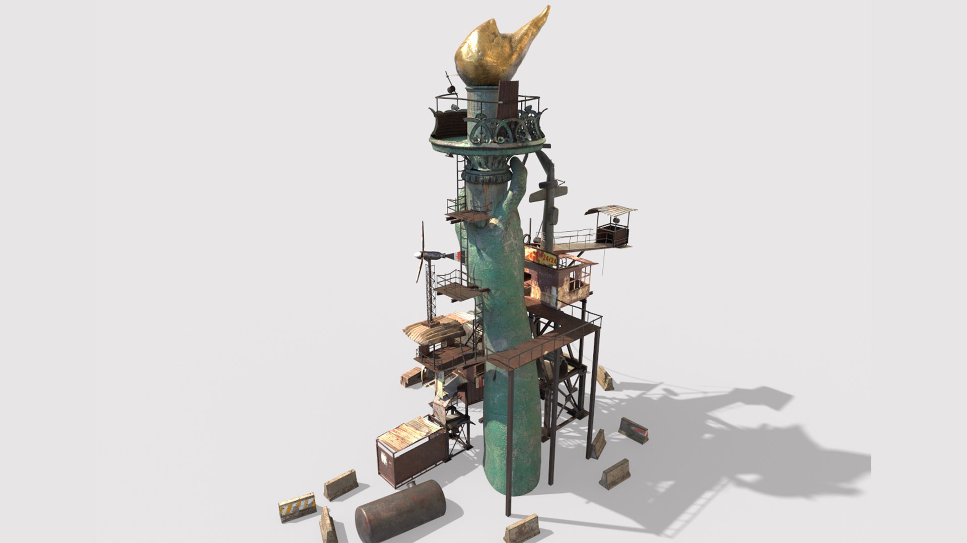 Post-Apocalyptic Base With Statue Of Libertys Hand Model - TurboSquid ...