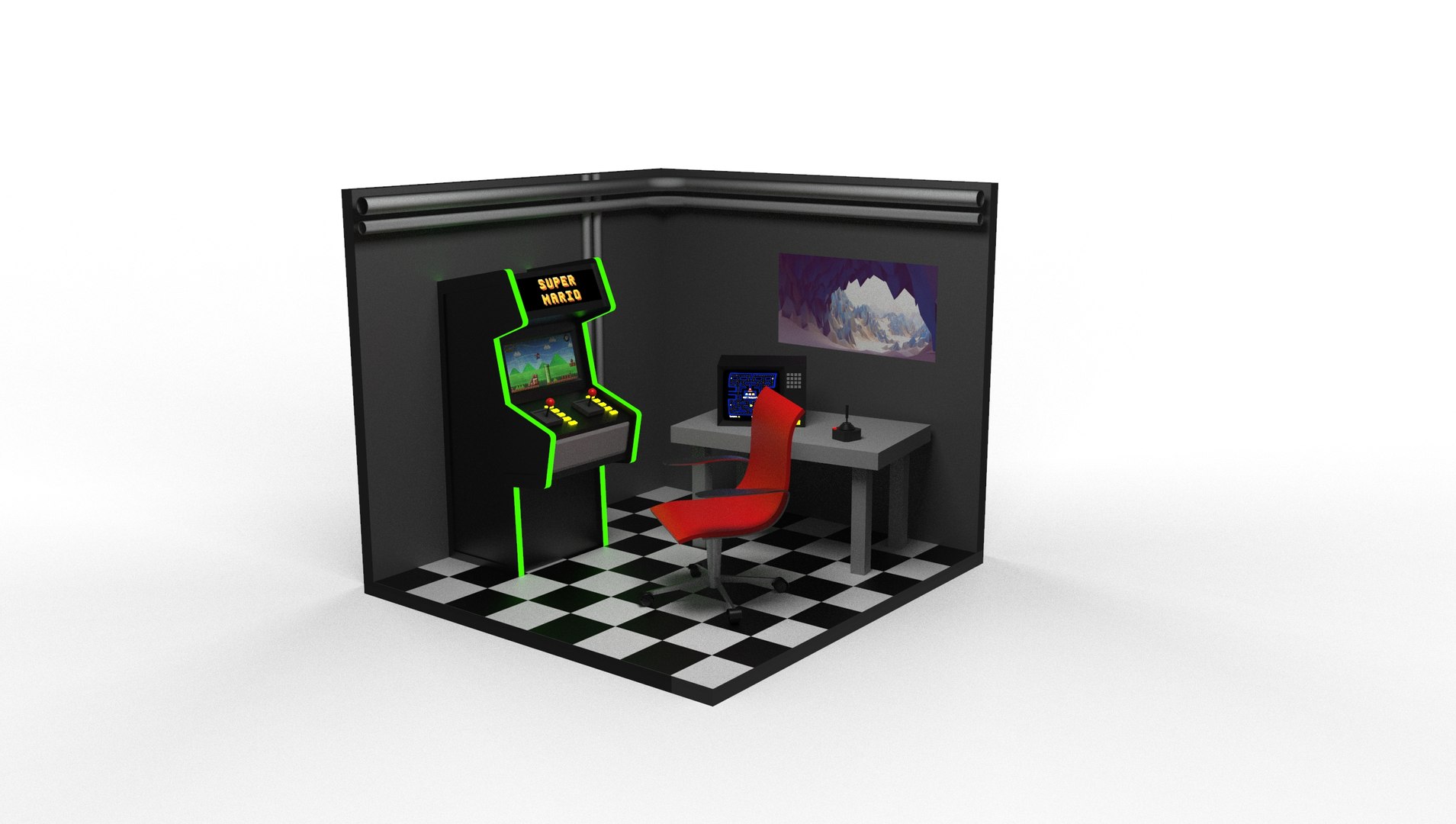 3D Model Mini Arcade Room - TurboSquid 1802571