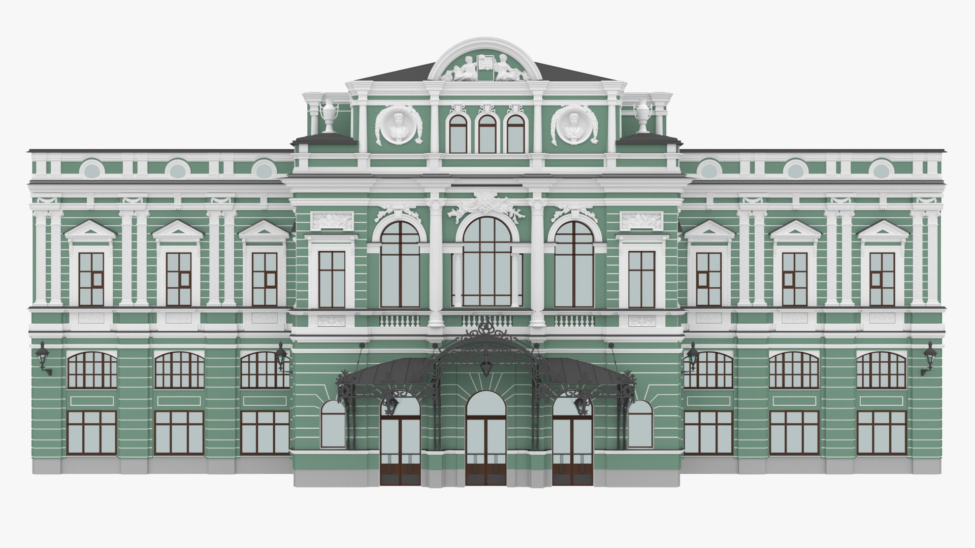3D Great Drama Theater Facade Building Model - TurboSquid 1331839
