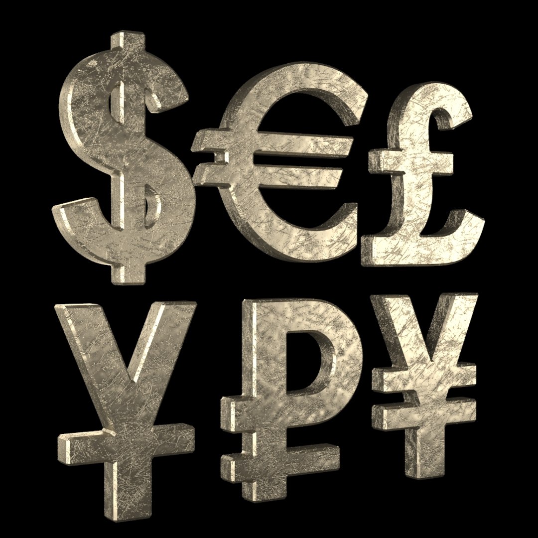 3d Currency Symbols Model