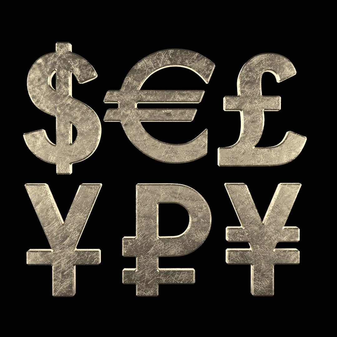 3d Currency Symbols Model