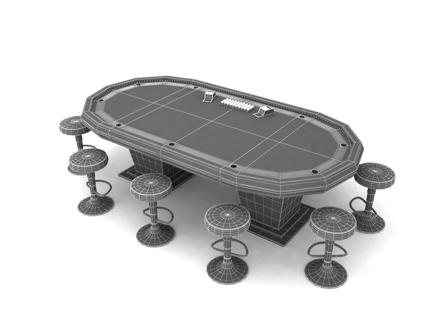 3d model poker table set