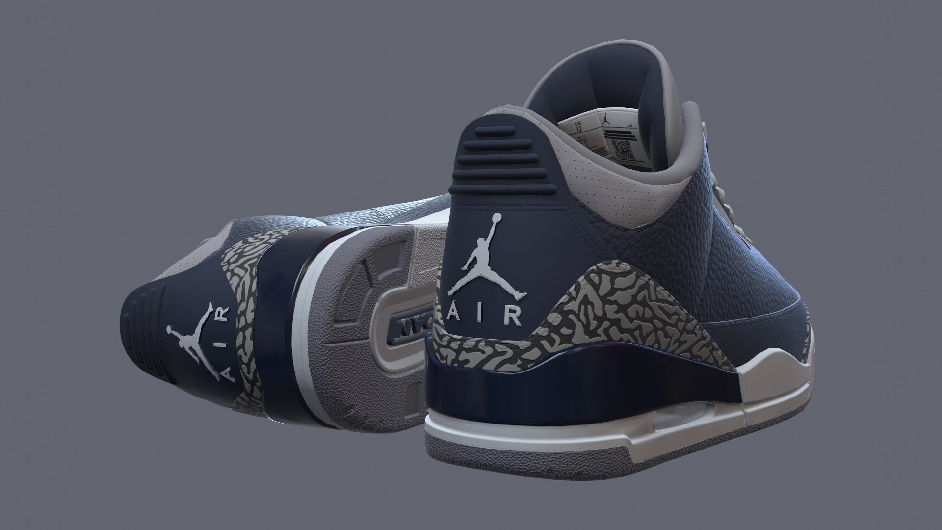 3d Air Jordan 3 Retro Sneakers Pbr Model 2 Model Turbosquid 2058987
