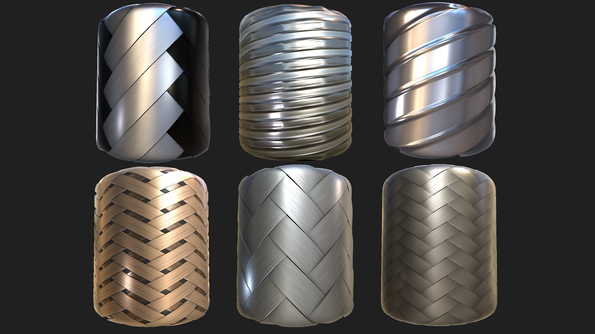 Flexible Metal Hoses Customizable PBR Materials Texture 3D Model ...