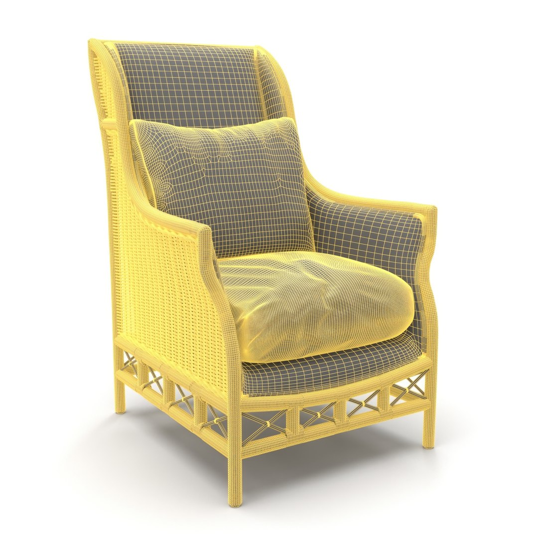 Gusto Canasta Wingback Blue Stripe PBR 3D Model - TurboSquid 2230238