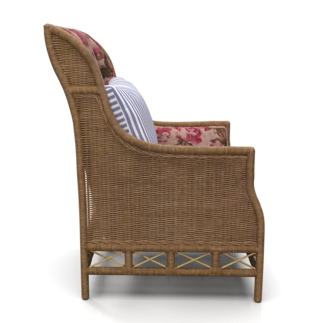 Gusto Canasta Wingback Blue Stripe PBR 3D Model - TurboSquid 2230238