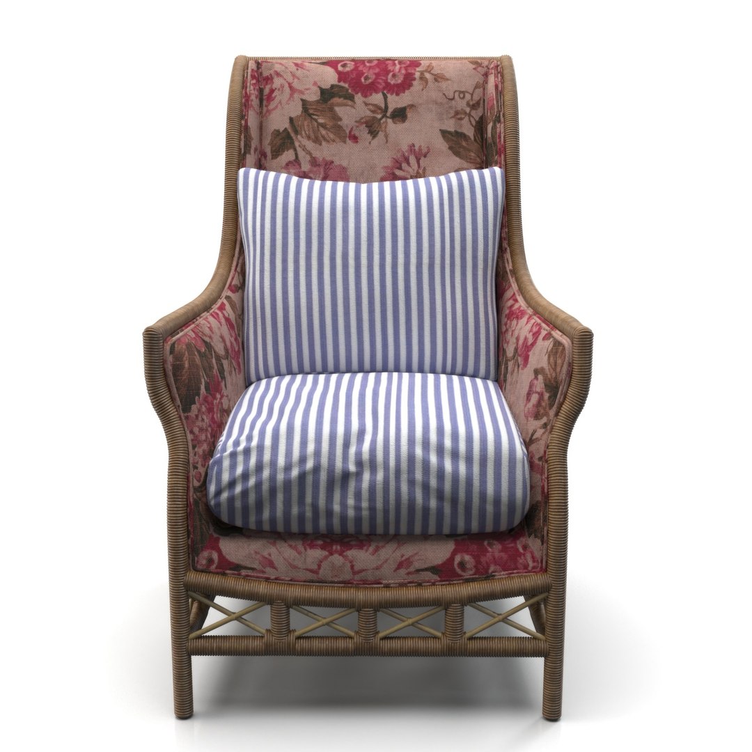 Gusto Canasta Wingback Blue Stripe PBR 3D Model - TurboSquid 2230238
