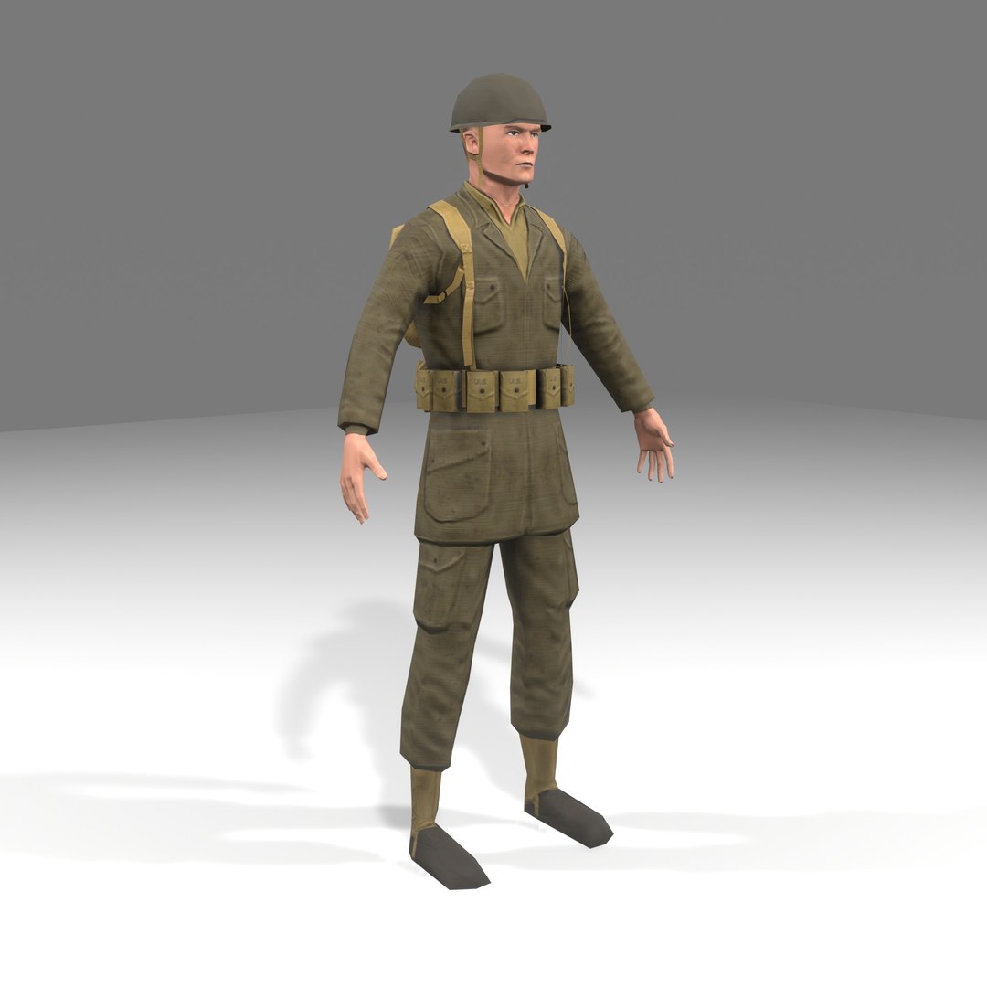 Super Low Poly US WW2 GI Soldier Character Model 3D Model - TurboSquid ...
