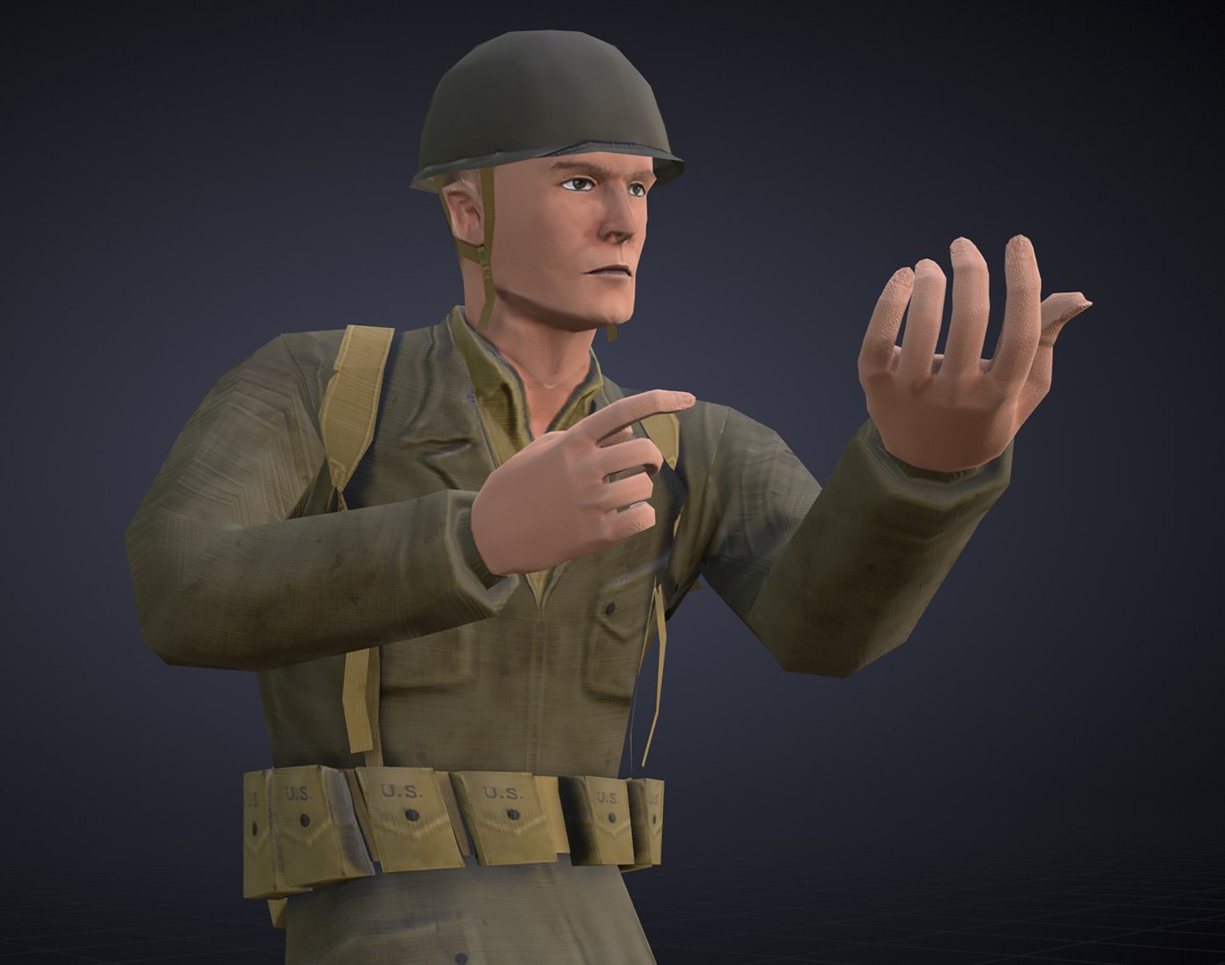 Super Low Poly US WW2 GI Soldier Character Model 3D Model - TurboSquid ...