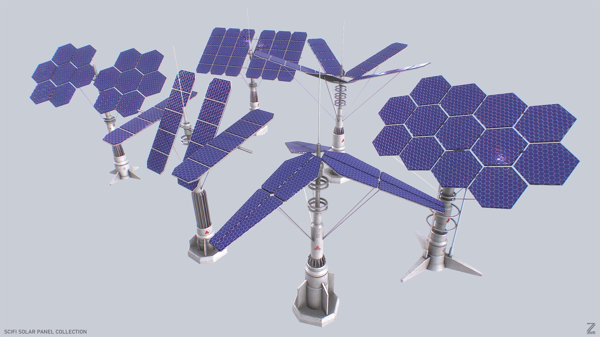 Scifi Solar Panel Collection 3D Model - TurboSquid 2221618