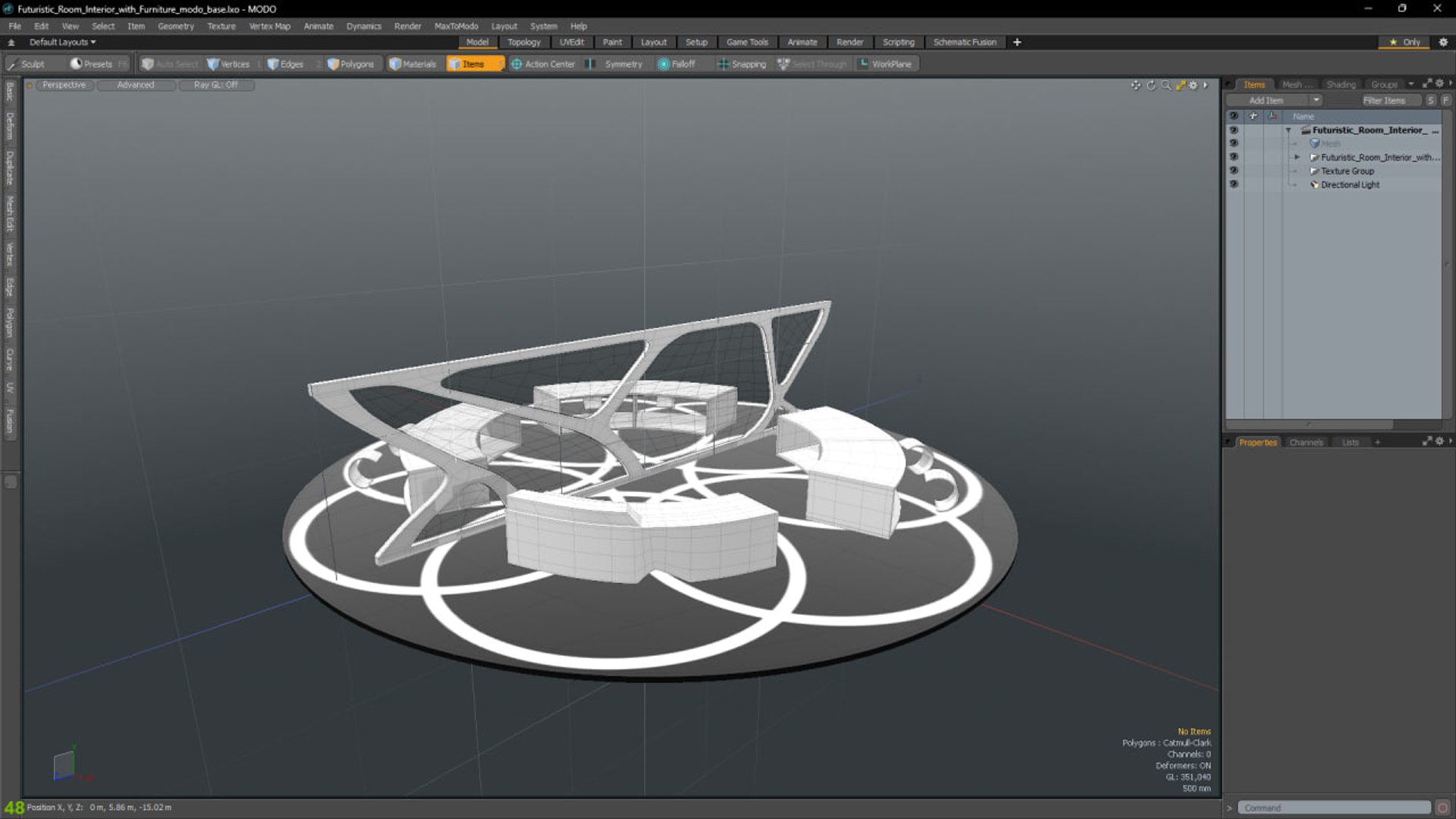 3D Futuristic Room Interior With Furniture Model - TurboSquid 2321042