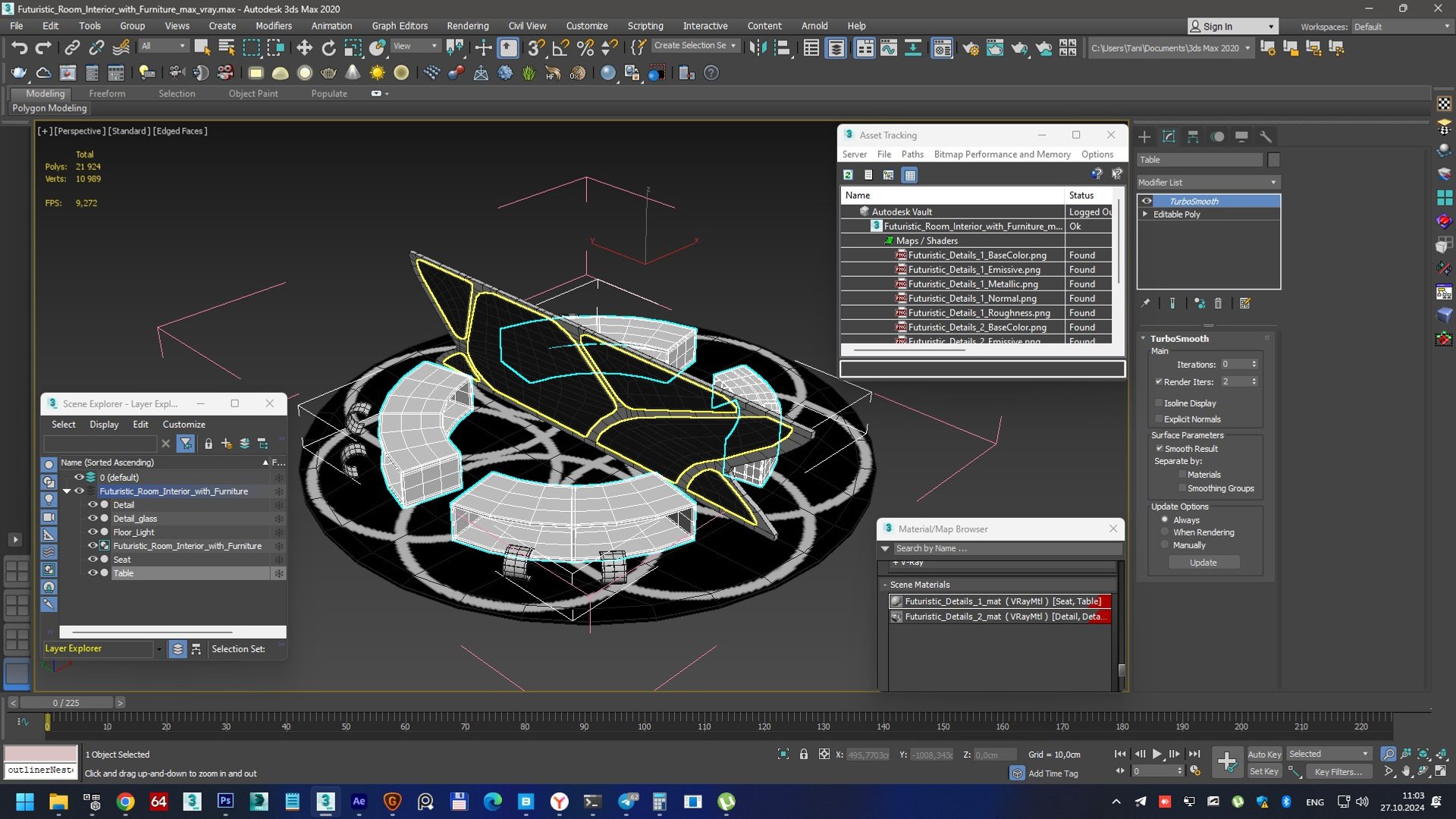 3D Futuristic Room Interior With Furniture Model - TurboSquid 2321042