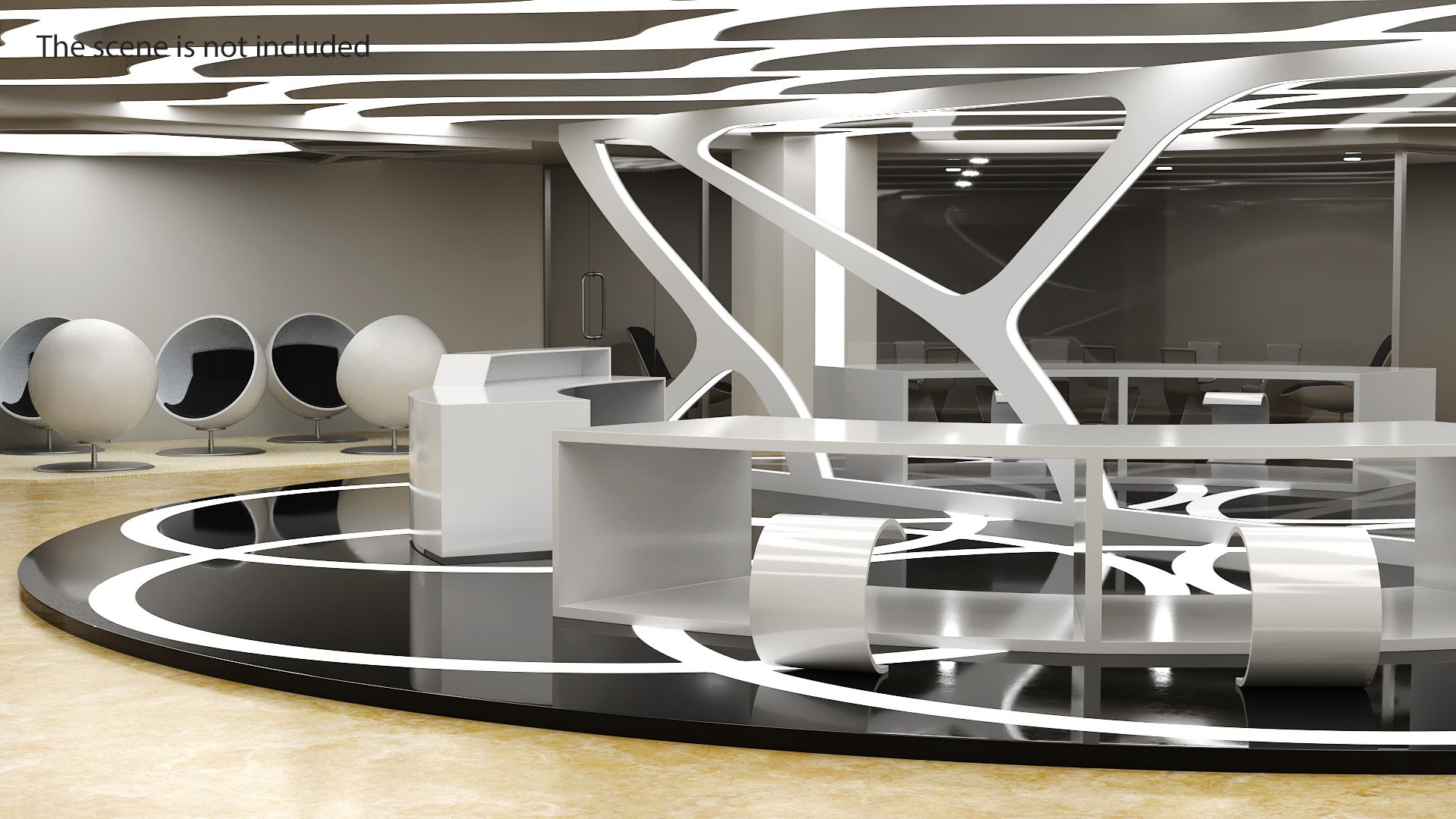 3D Futuristic Room Interior With Furniture Model - TurboSquid 2321042