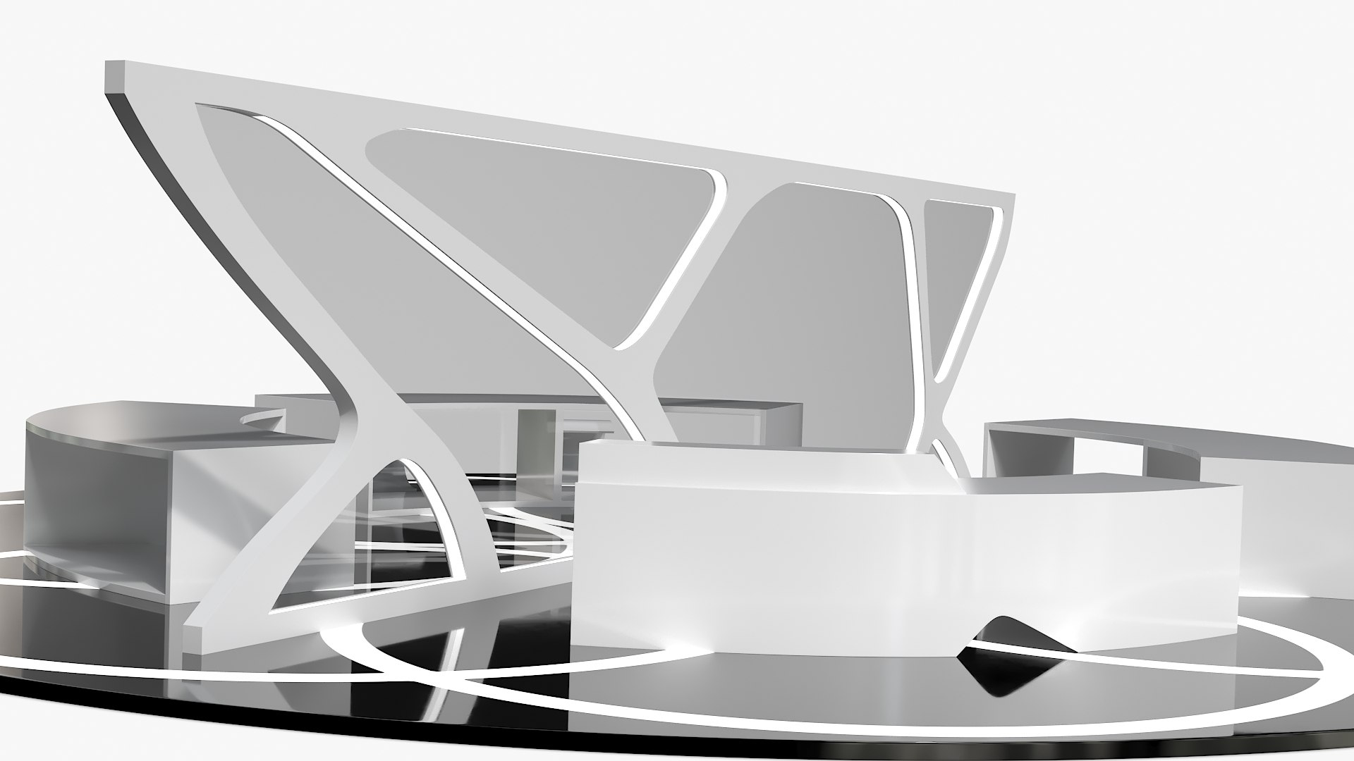 3D Futuristic Room Interior With Furniture Model - TurboSquid 2321042