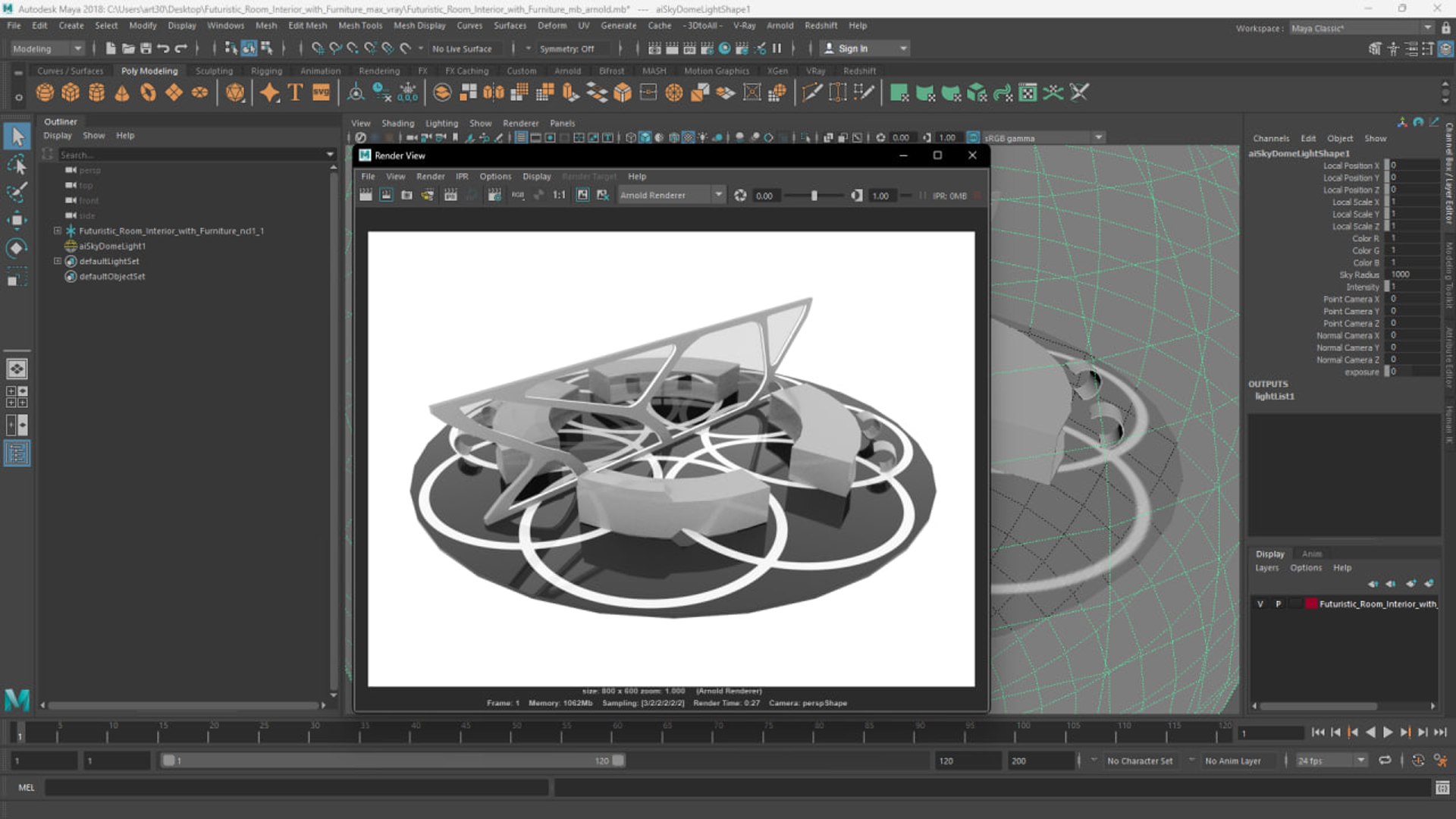 3D Futuristic Room Interior With Furniture Model - TurboSquid 2321042
