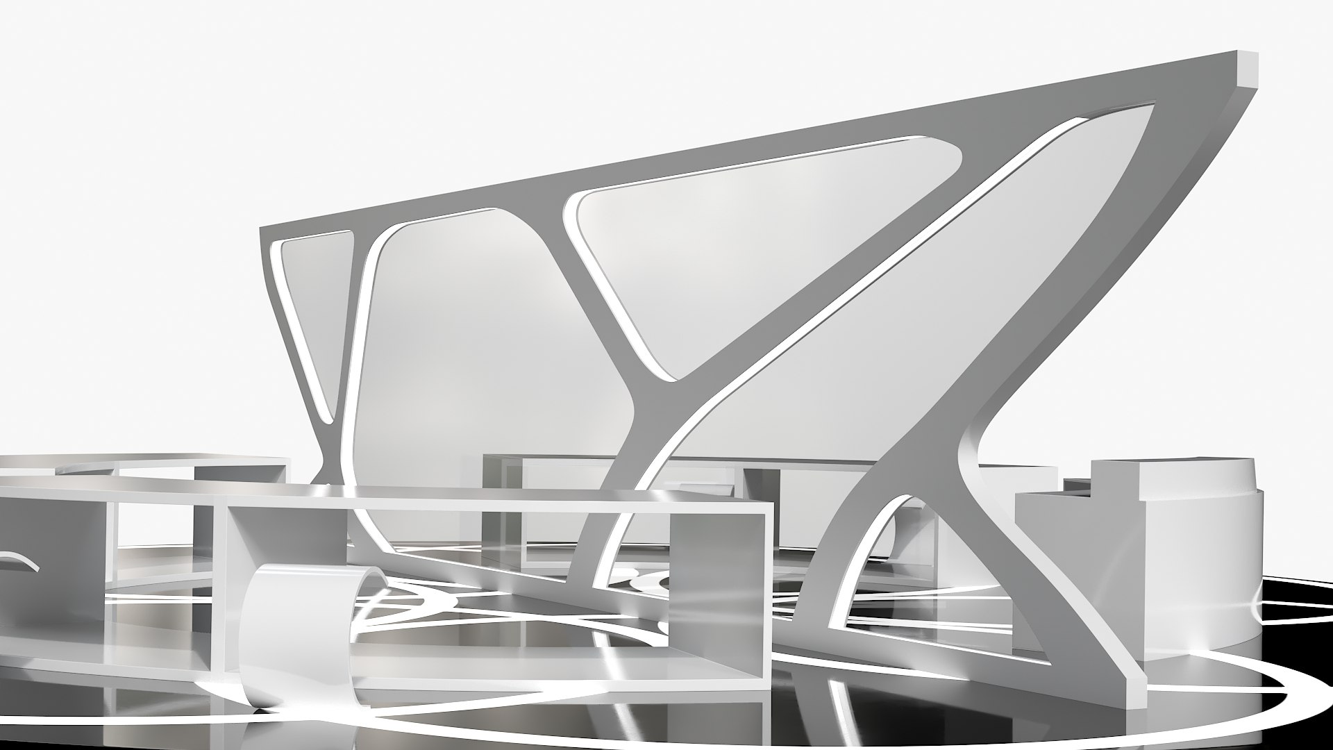 3D Futuristic Room Interior With Furniture Model - TurboSquid 2321042