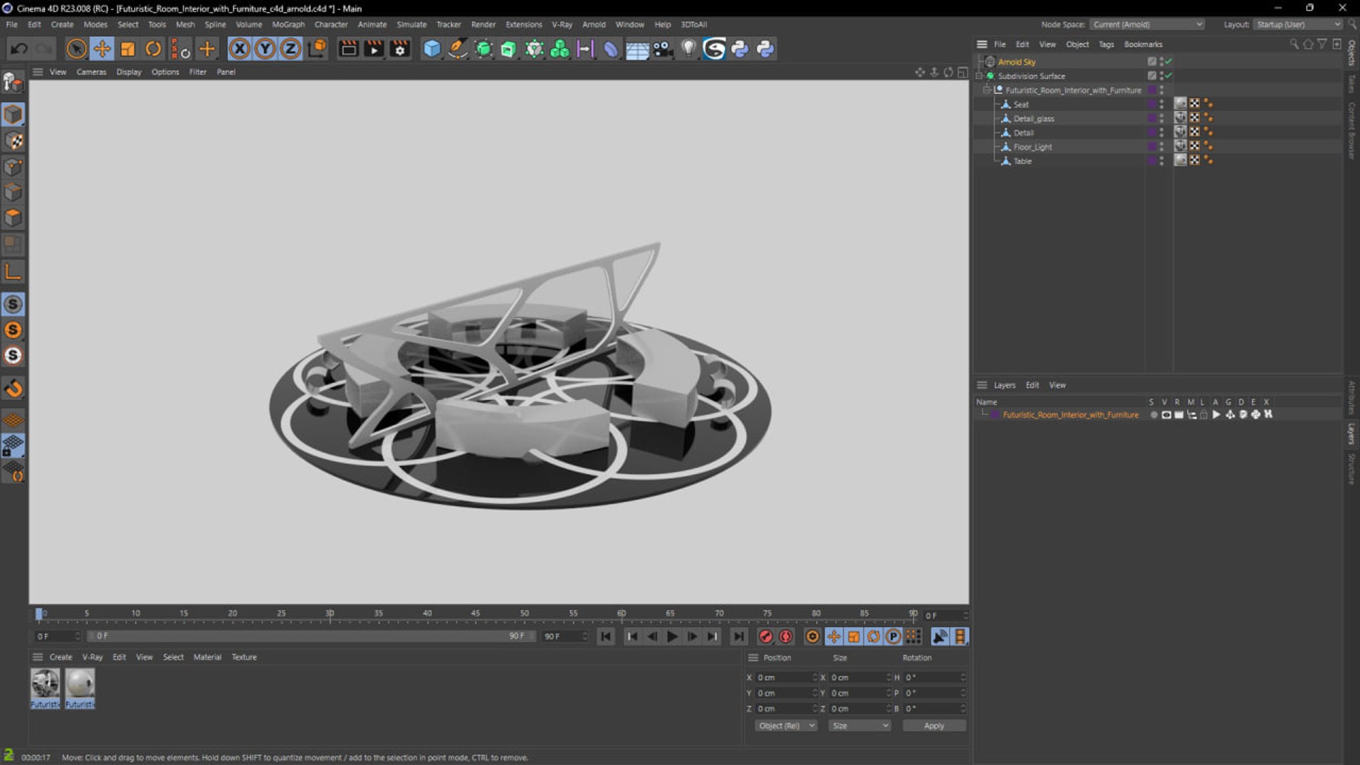3D Futuristic Room Interior With Furniture Model - TurboSquid 2321042
