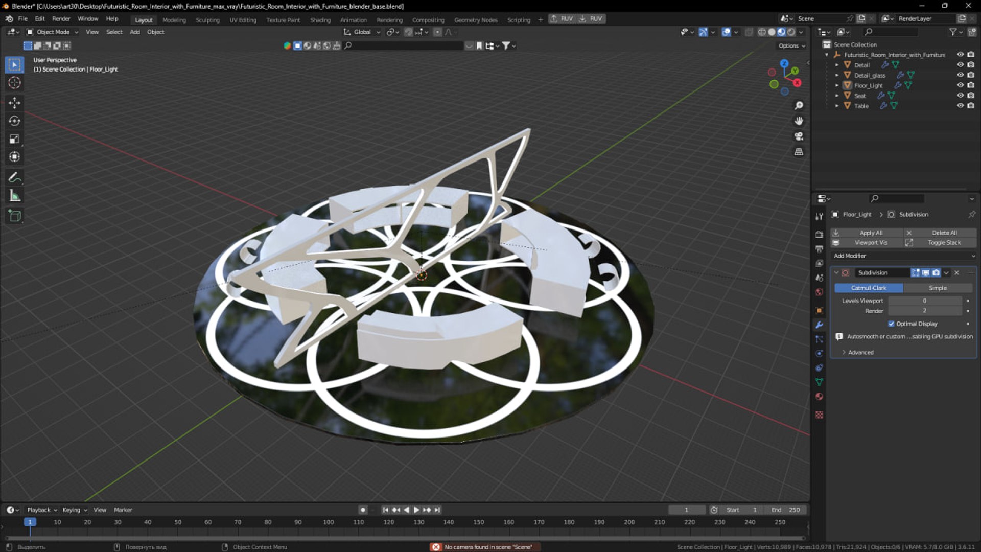 3D Futuristic Room Interior With Furniture Model - TurboSquid 2321042