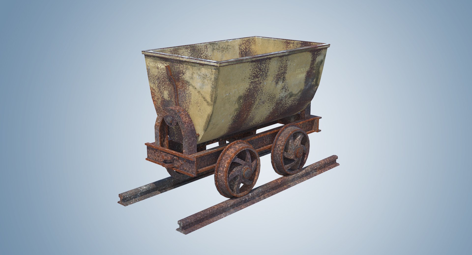 3d Rusted Mining Cart Pbr Model