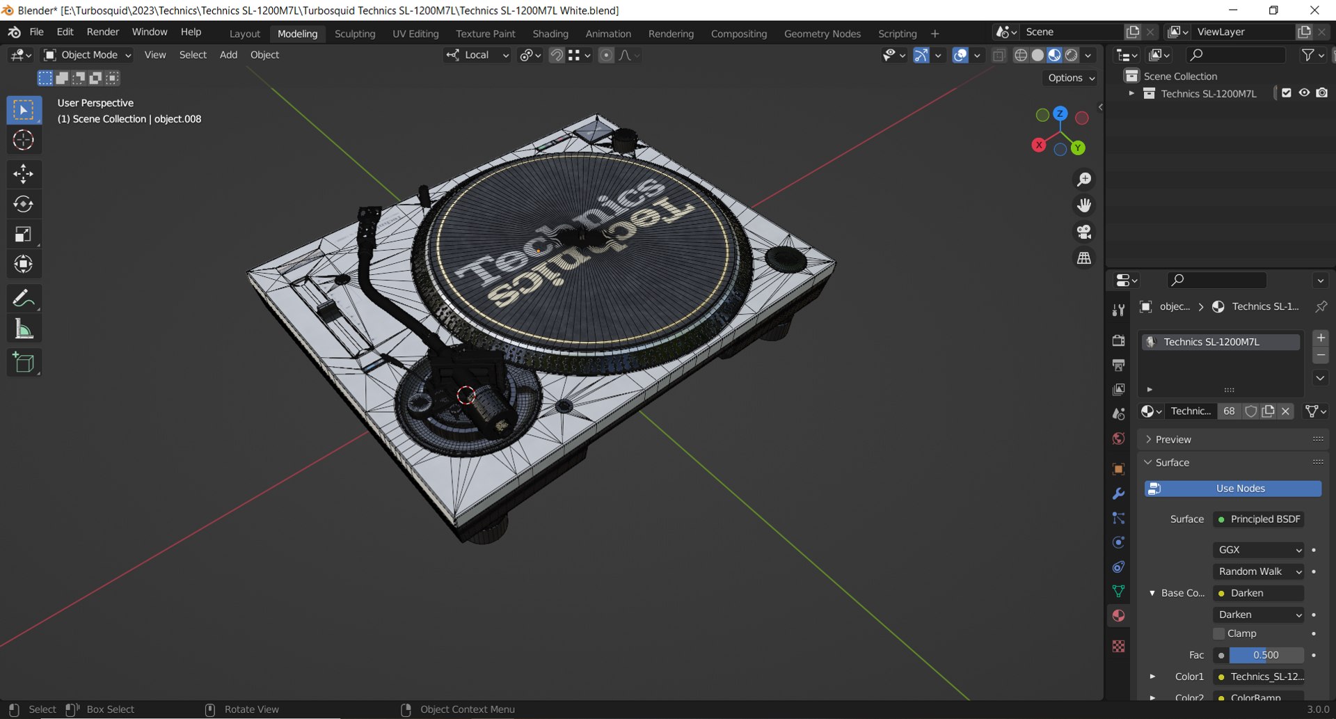 3D Technics SL-1200M7L Turntable White - TurboSquid 2098799
