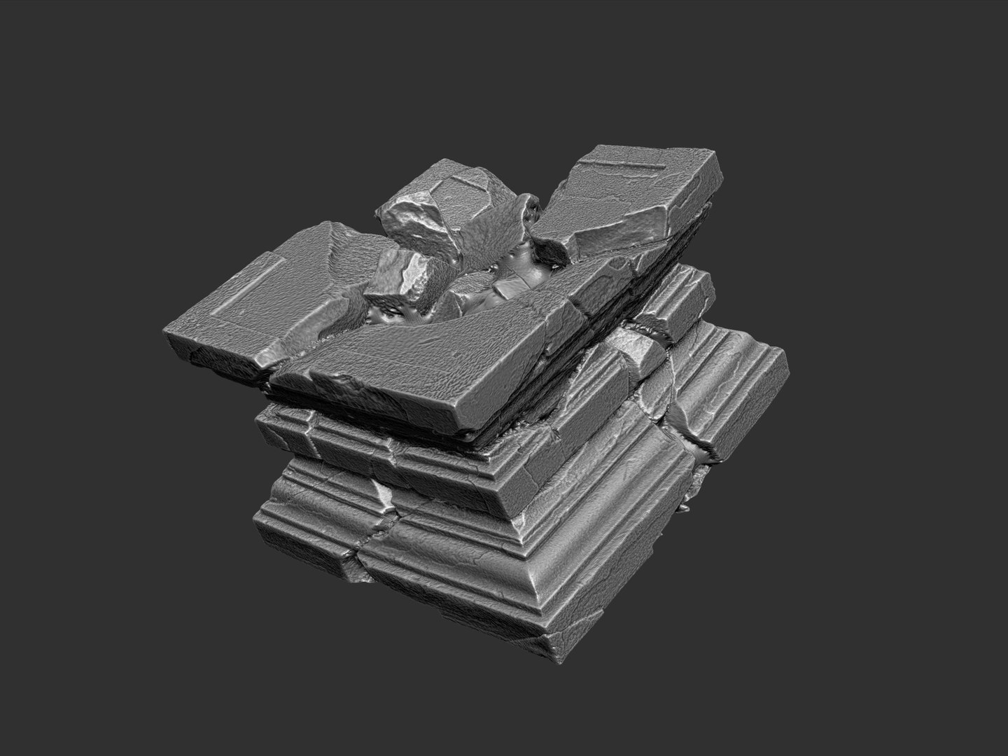 Ancient Broken Stone 3d Model