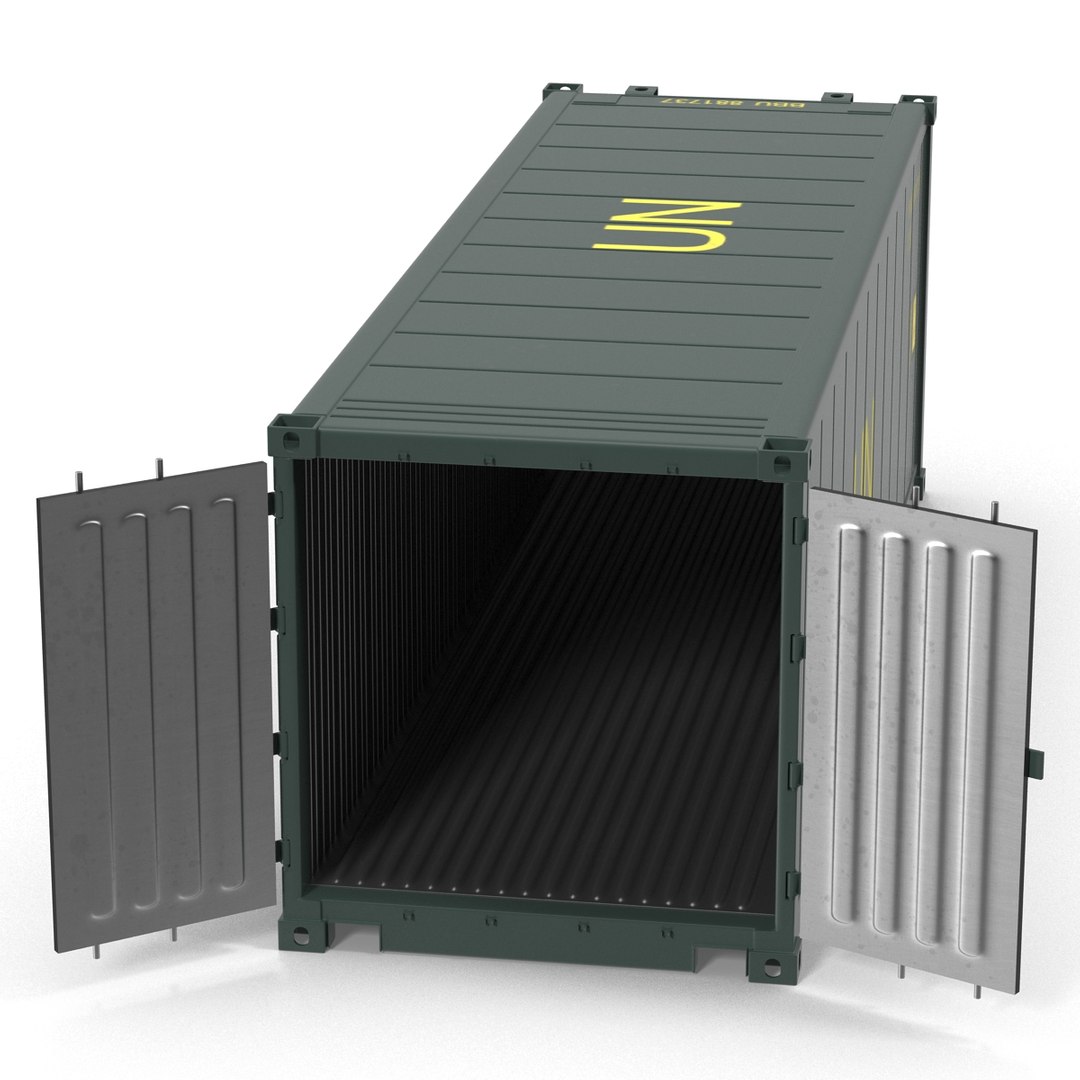3d iso refrigerated container green model