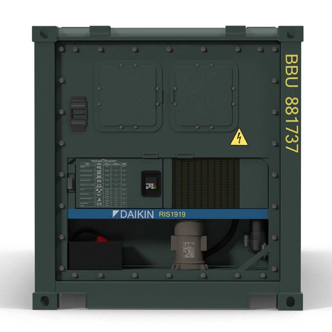 3d iso refrigerated container green model