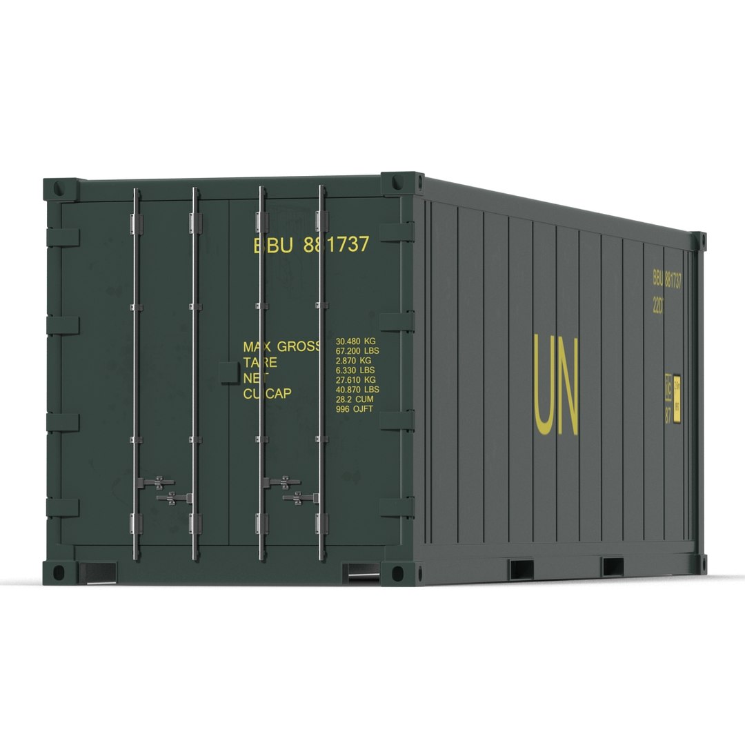 3d iso refrigerated container green model